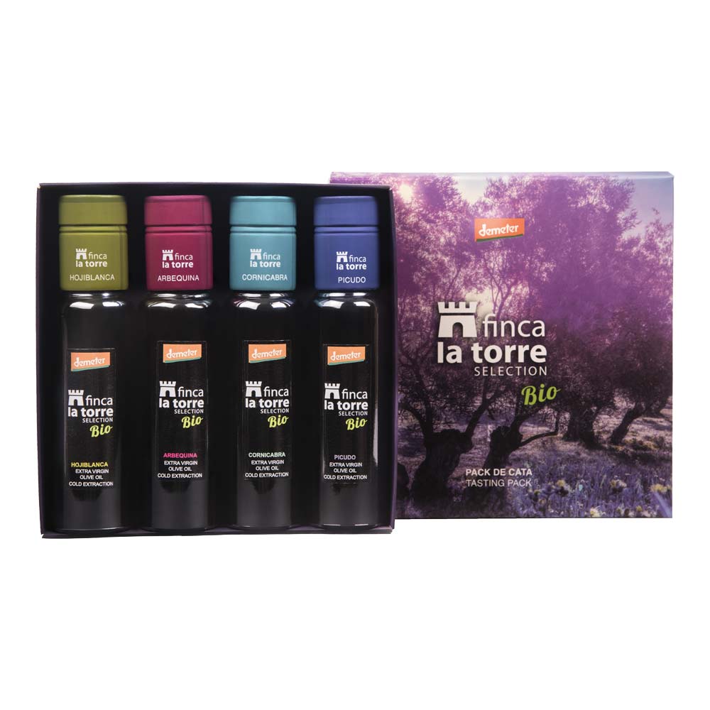 Finca La Torre Monovarietal Tasting Pack 4 bottles 100ml – Origen Oliva